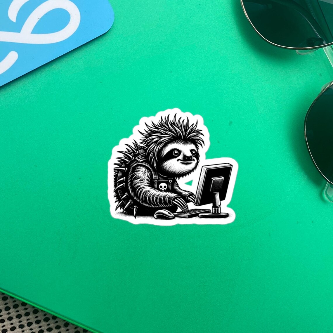 Punk Rock Sloth Sticker: Cyberpunk Steampunk Art - Etsy