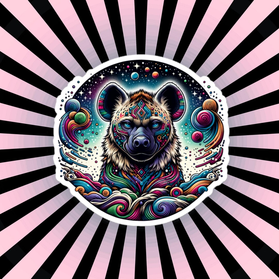 Galactic Cosmic Weirdcore Colorful Hyena Waterproof Vinyl Sticker - Etsy
