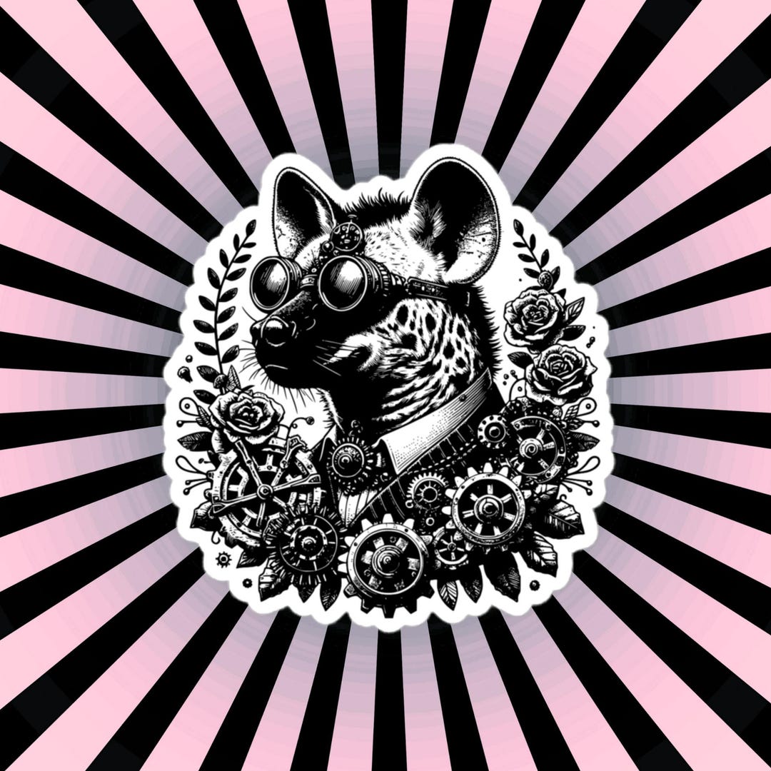 Steampunk Grunge Gears Weirdcore Hyena Waterproof Vinyl Sticker - Etsy