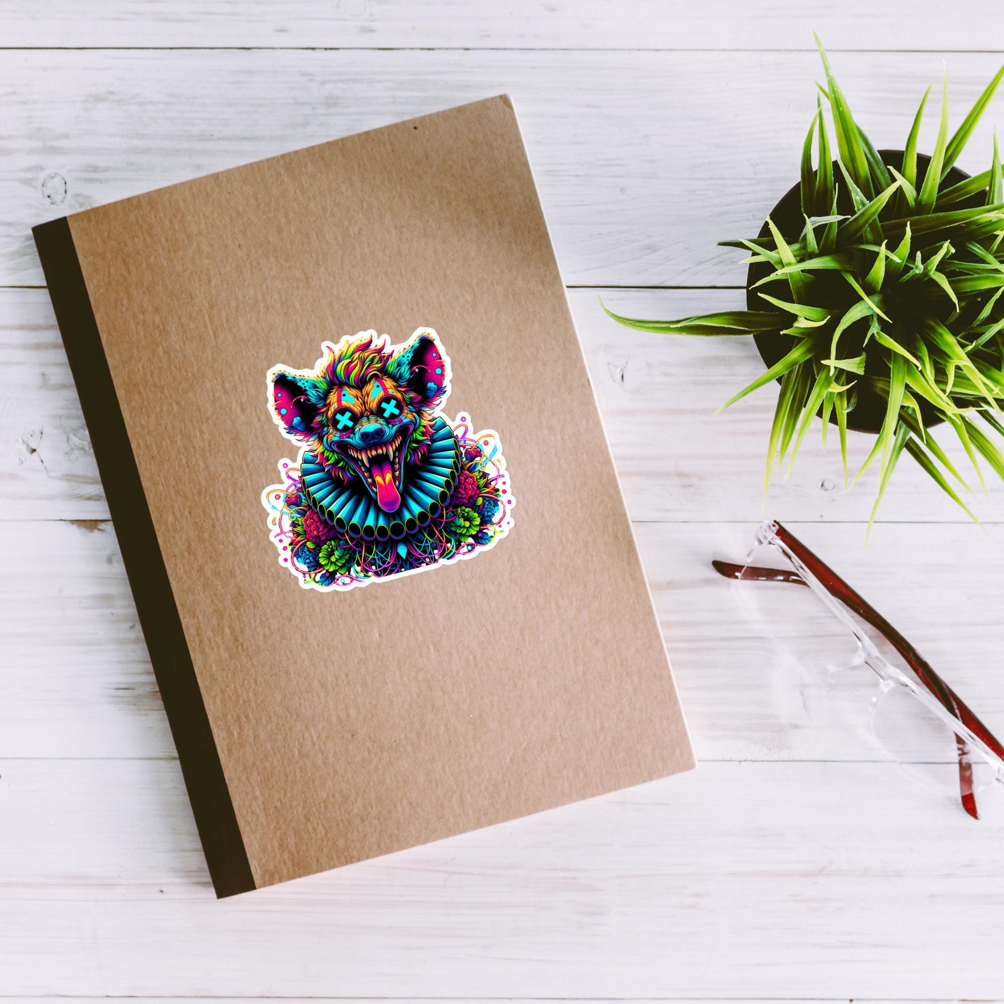Neon Goth Weird Evil Clown Hyena Vinyl Sticker Weirdcore Clowncore ...