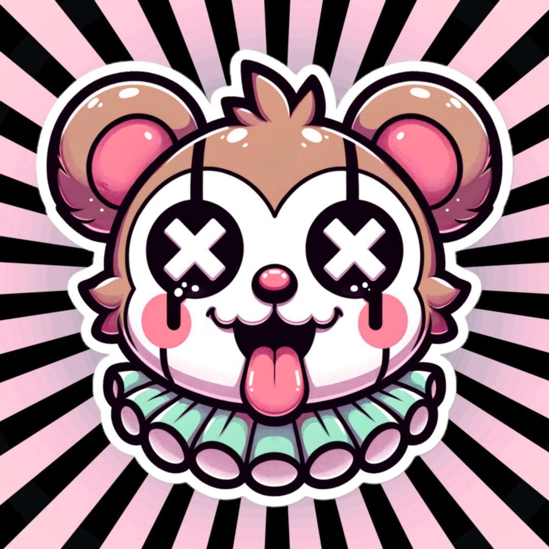 Creepy Cute Weird Quokka Clown Vinyl Sticker Weirdcore Clowncore Pastel ...