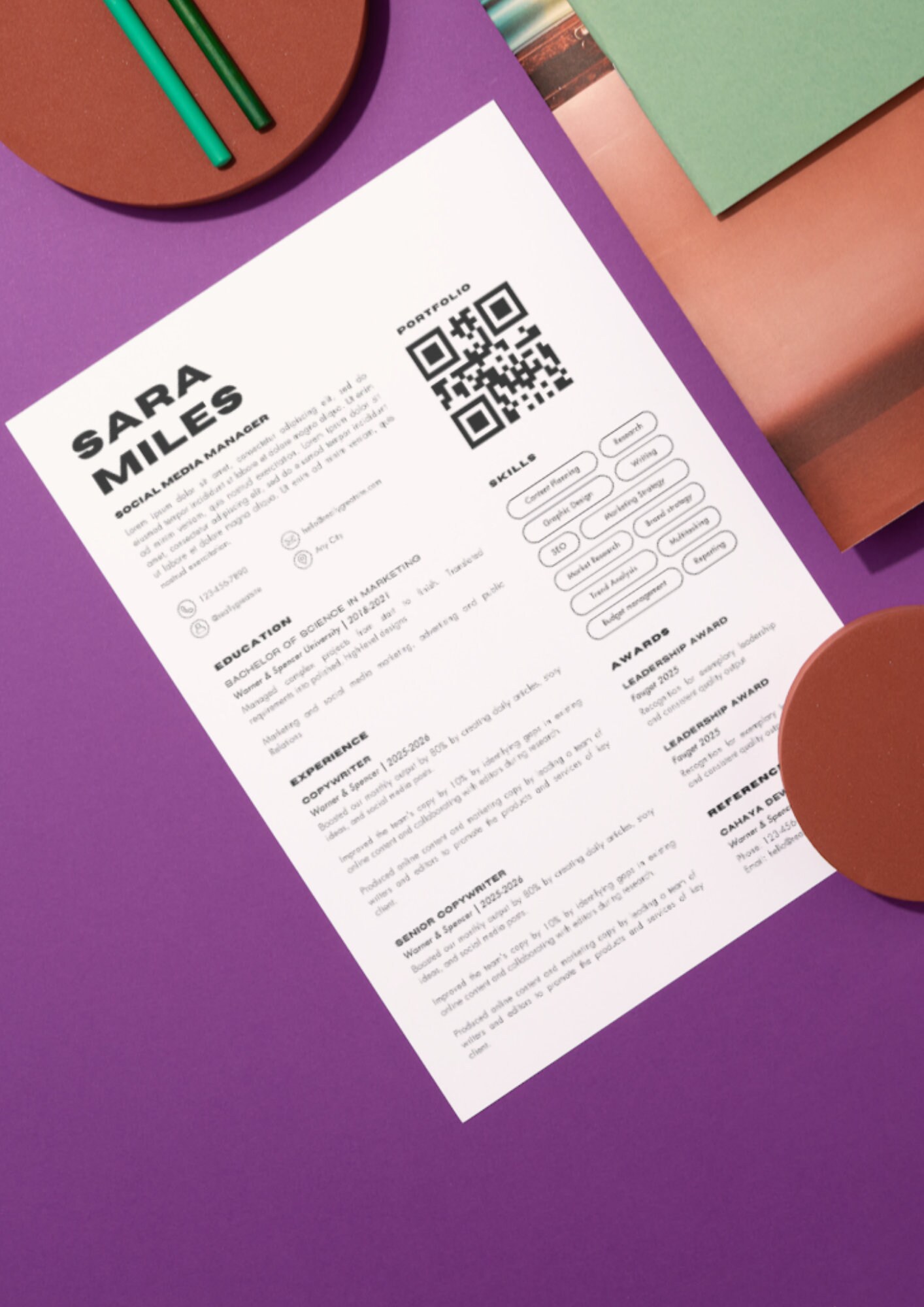 Resume CV Template, Creative Professional, Bold, Individual, White ...