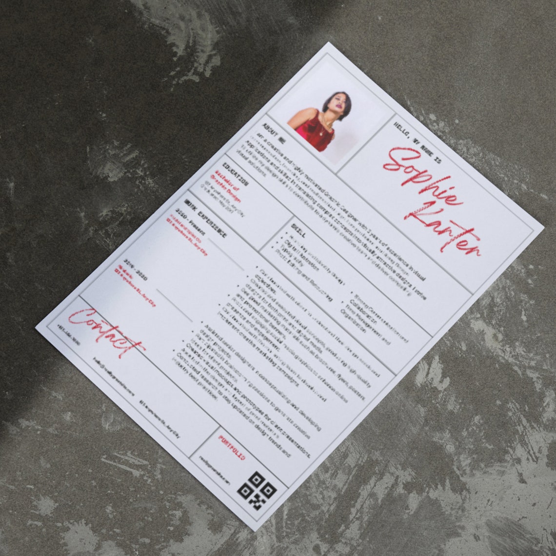 Resume CV Template, Creative Professional, Bold and Individual, Red ...
