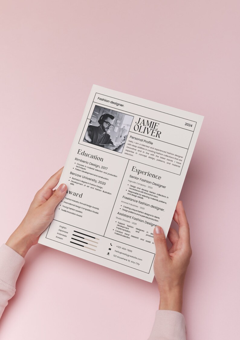 Resume CV Template, Creative Professional, Bold, Individual, Minimal ...