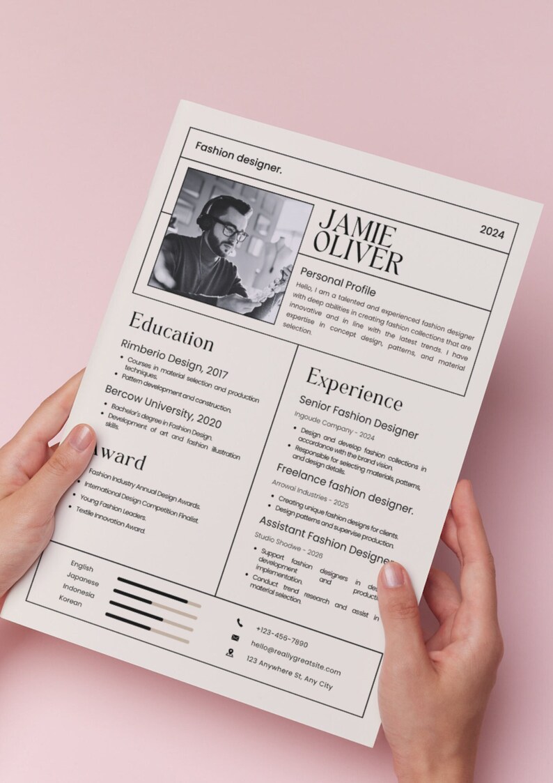Resume CV Template, Creative Professional, Bold, Individual, Minimal ...