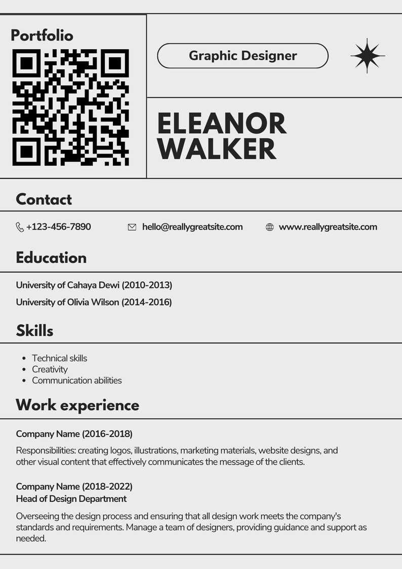 Resume CV Template, Creative Professional, Bold, Individual, Minimal ...