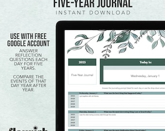 Five-year Journal for Google Sheets, Journal Your Reflections Using ...