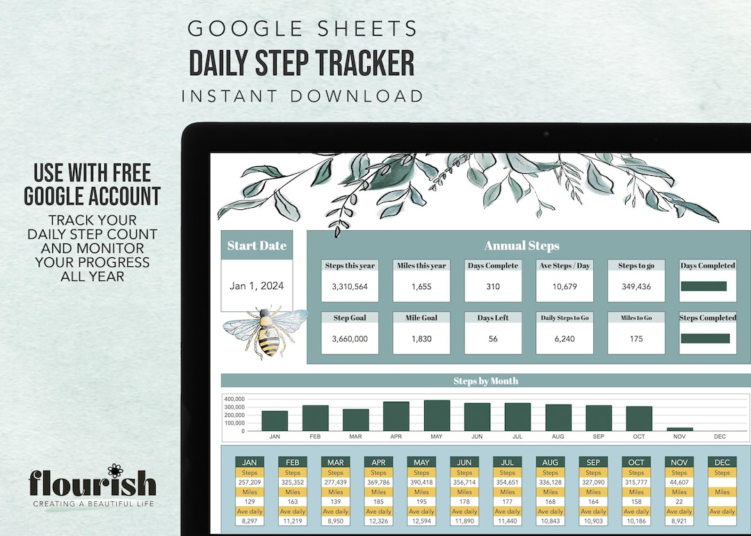Daily Step Tracker for Google Sheets, Track Your Daily Steps Using This ...