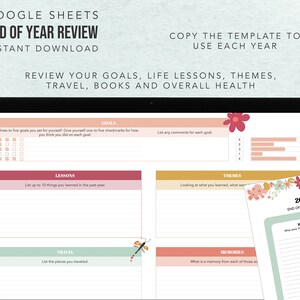 End of Year Review for Google Sheets and PDF, Annual Highlights and ...