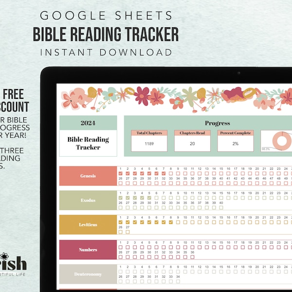 Google Sheets Bible Reading Tracker - Etsy