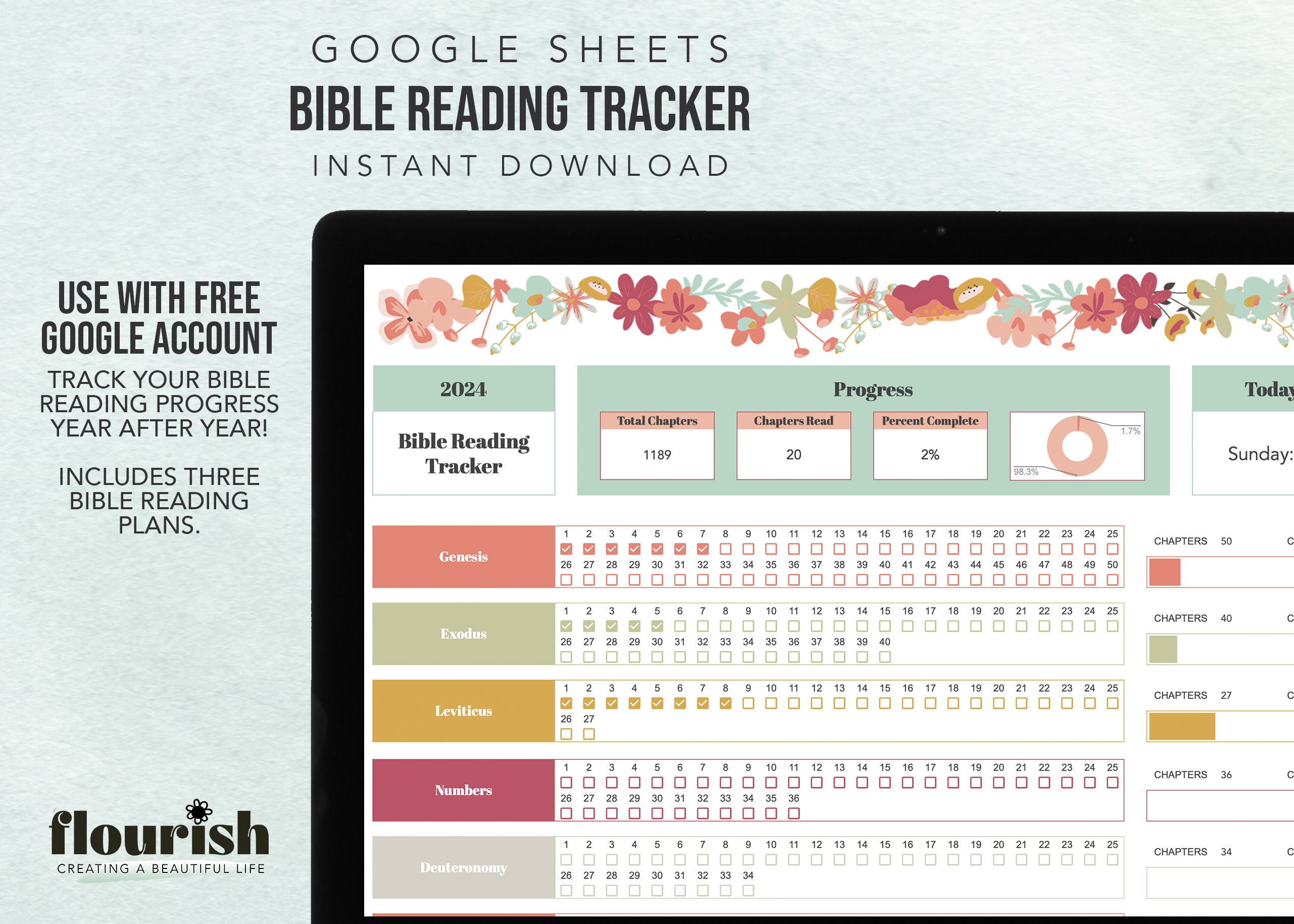 Bible Reading Tracker for Google Sheets Bible Reading Plans Track Old ...
