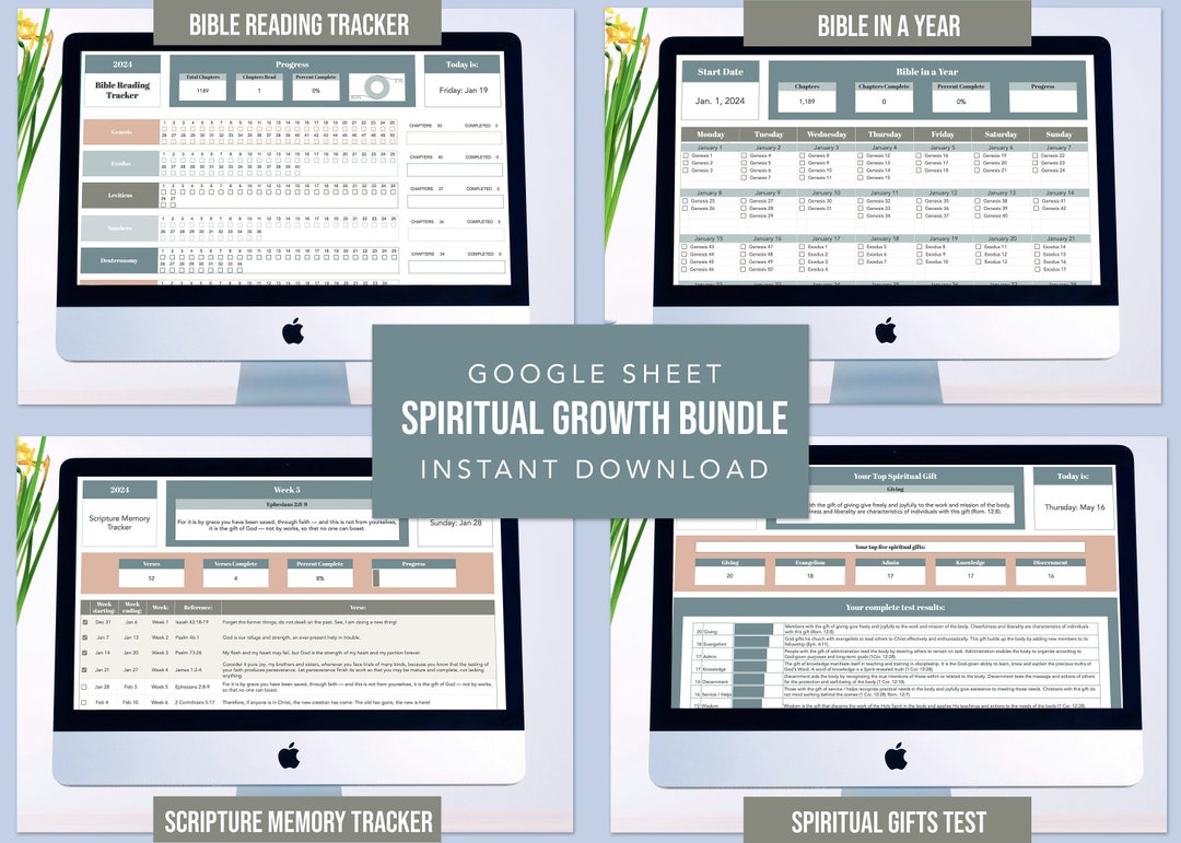 Spiritual Growth Bundle for Google Sheets, Bible Reading Tracker, Bible ...