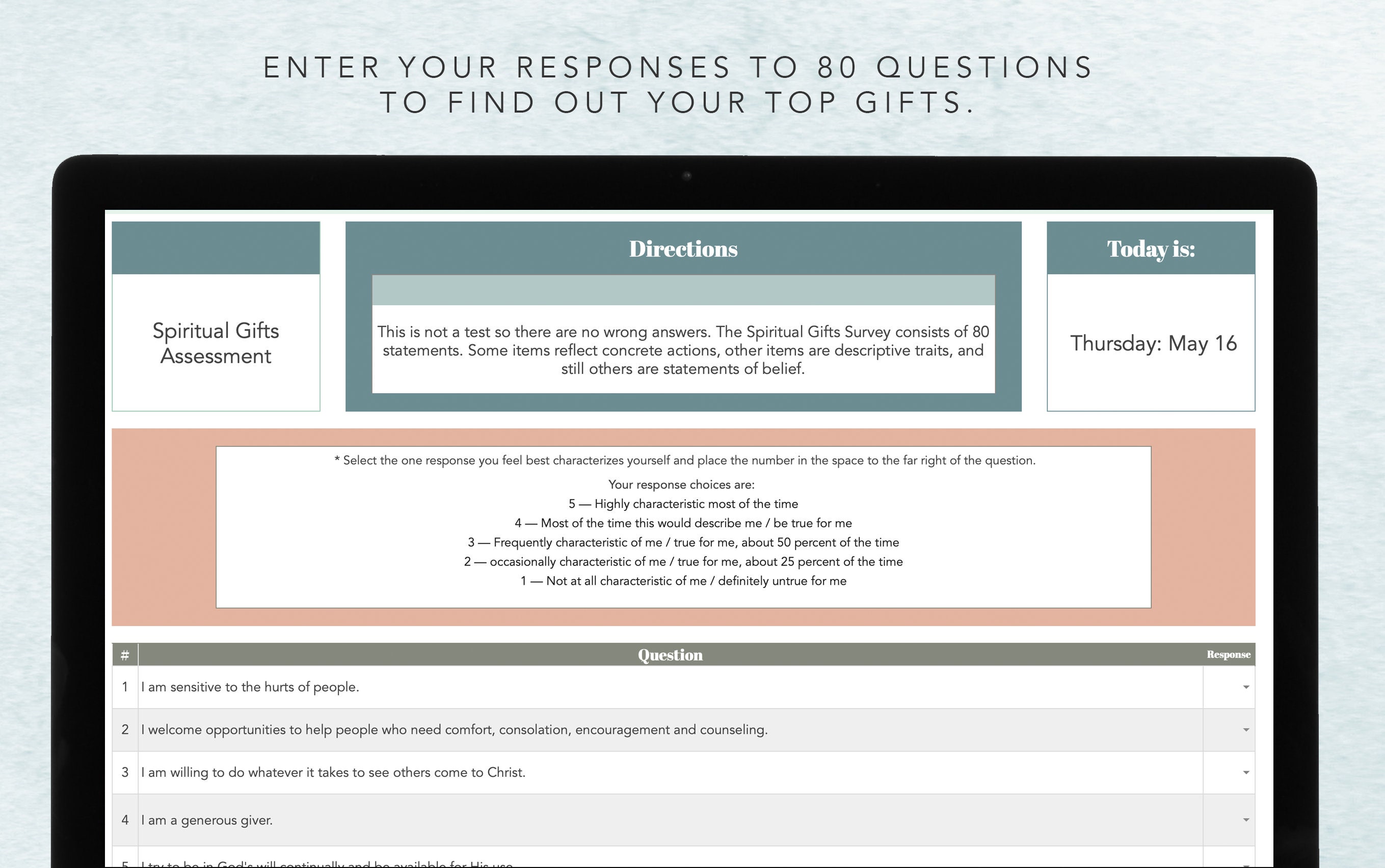Spiritual Gifts Survey for Google Sheets, Discover Your Spiritual Gifts ...