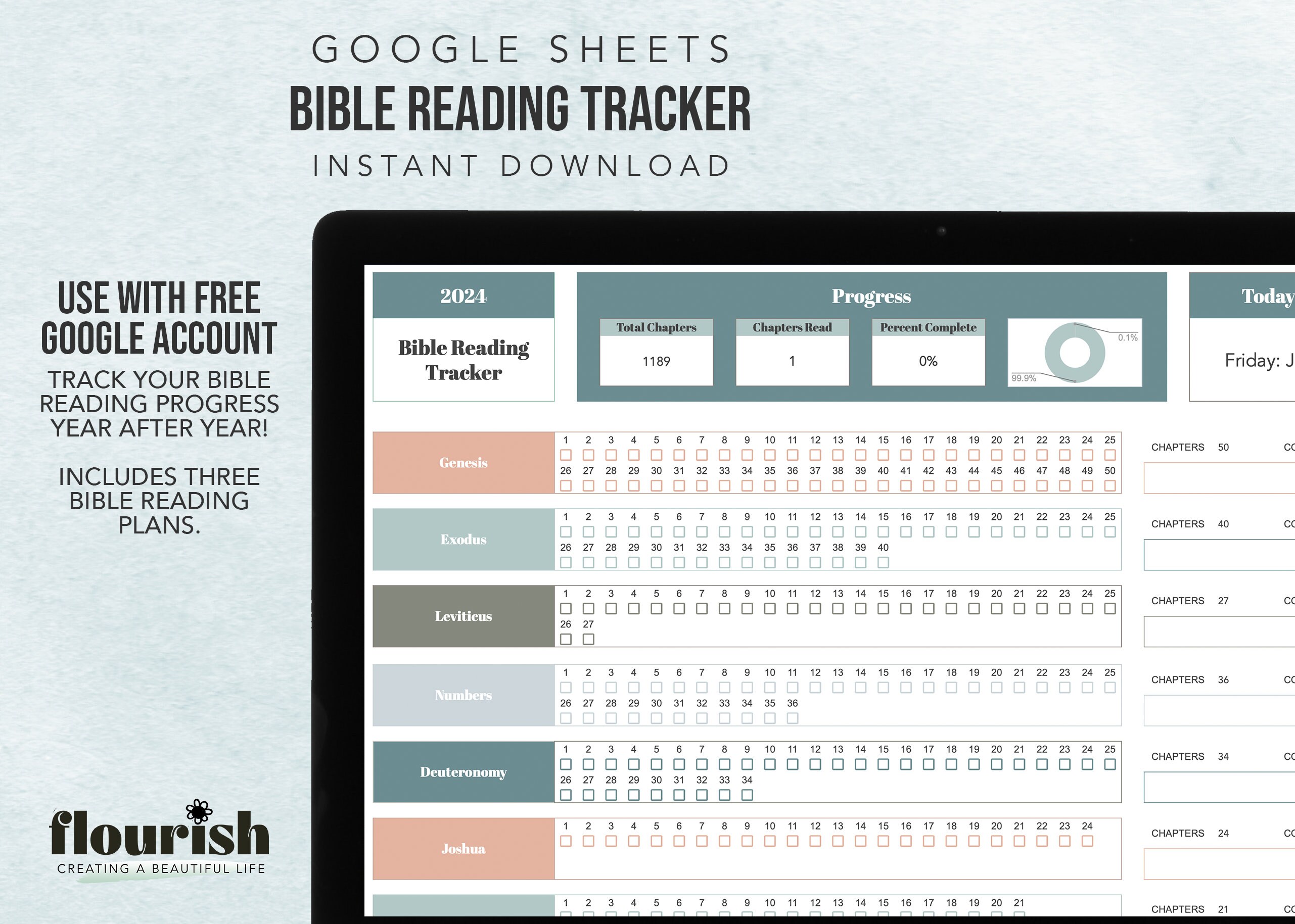 Spiritual Growth Bundle for Google Sheets, Bible Reading Tracker, Bible ...
