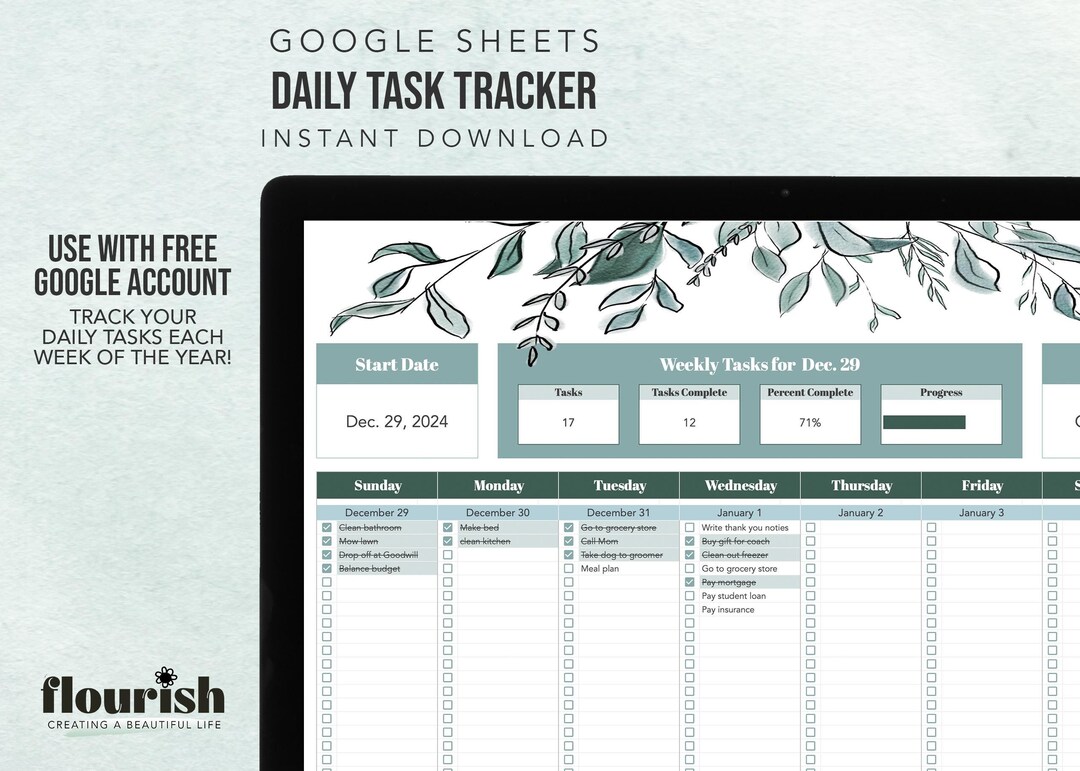 Daily Task Tracker for Google Sheets, Track Your Daily Tasks Using This ...