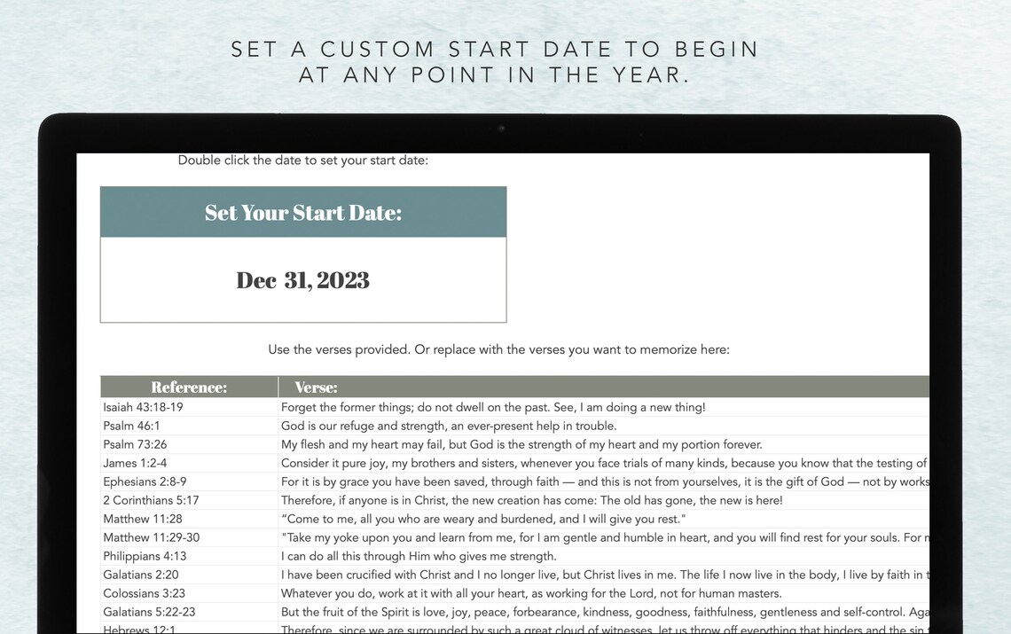 Scripture Memory Tracker for Google Sheets, 52 Bible Verses to Memorize ...