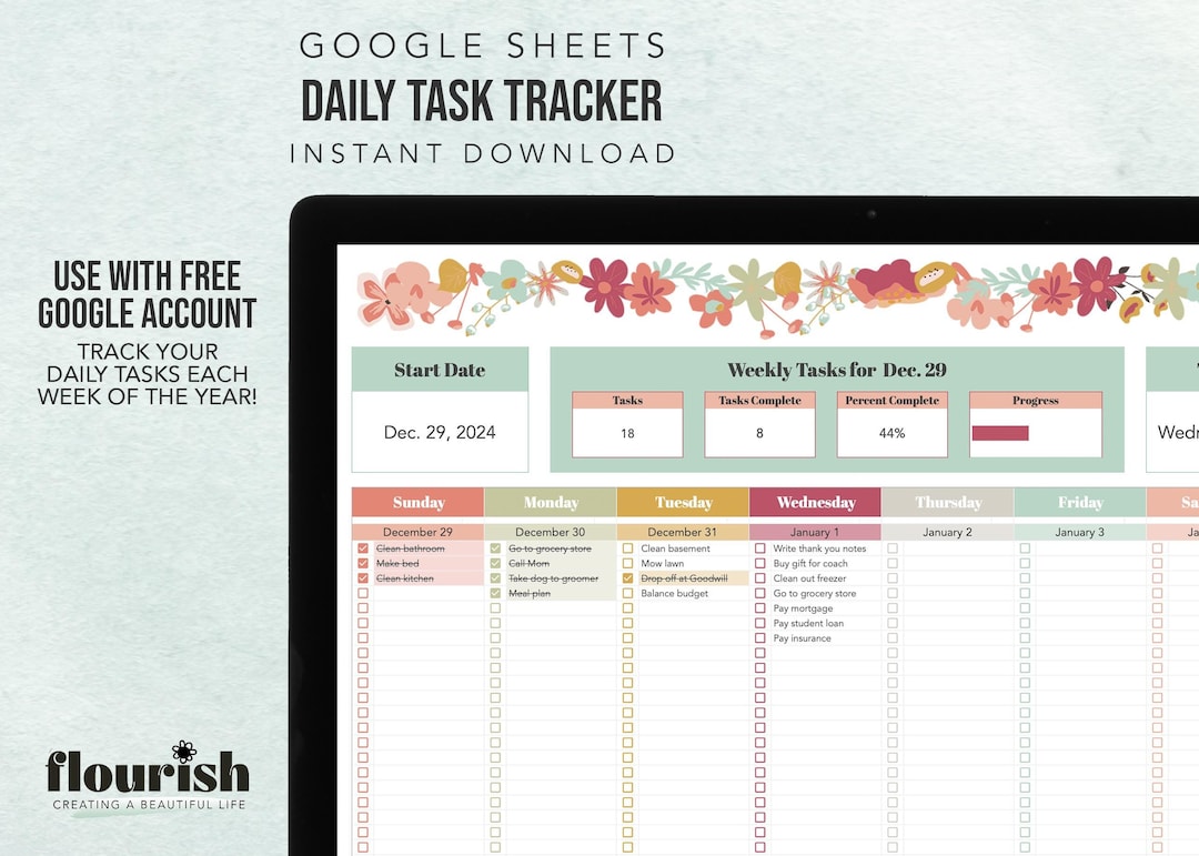 Daily Task Tracker for Google Sheets, Track Your Daily Tasks Using This ...