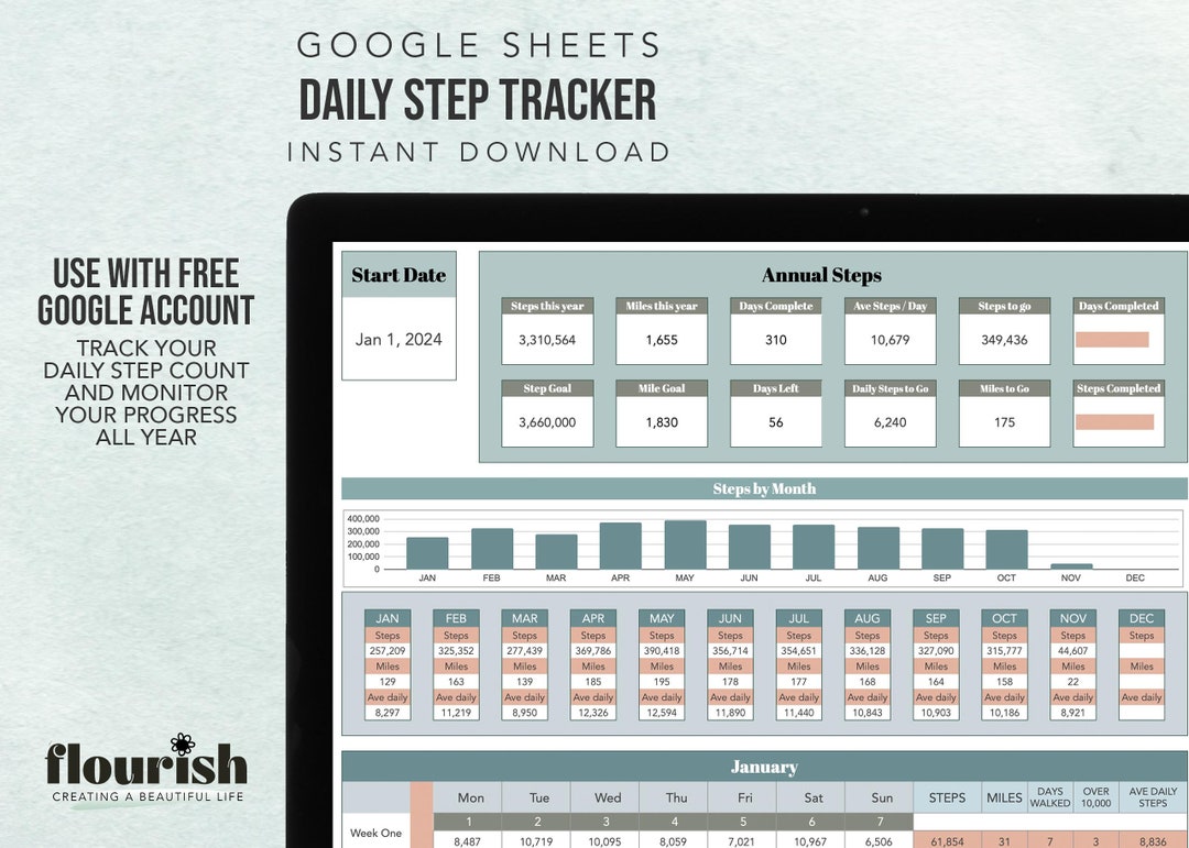 Daily Step Tracker for Google Sheets, Track Your Daily Steps Using This ...