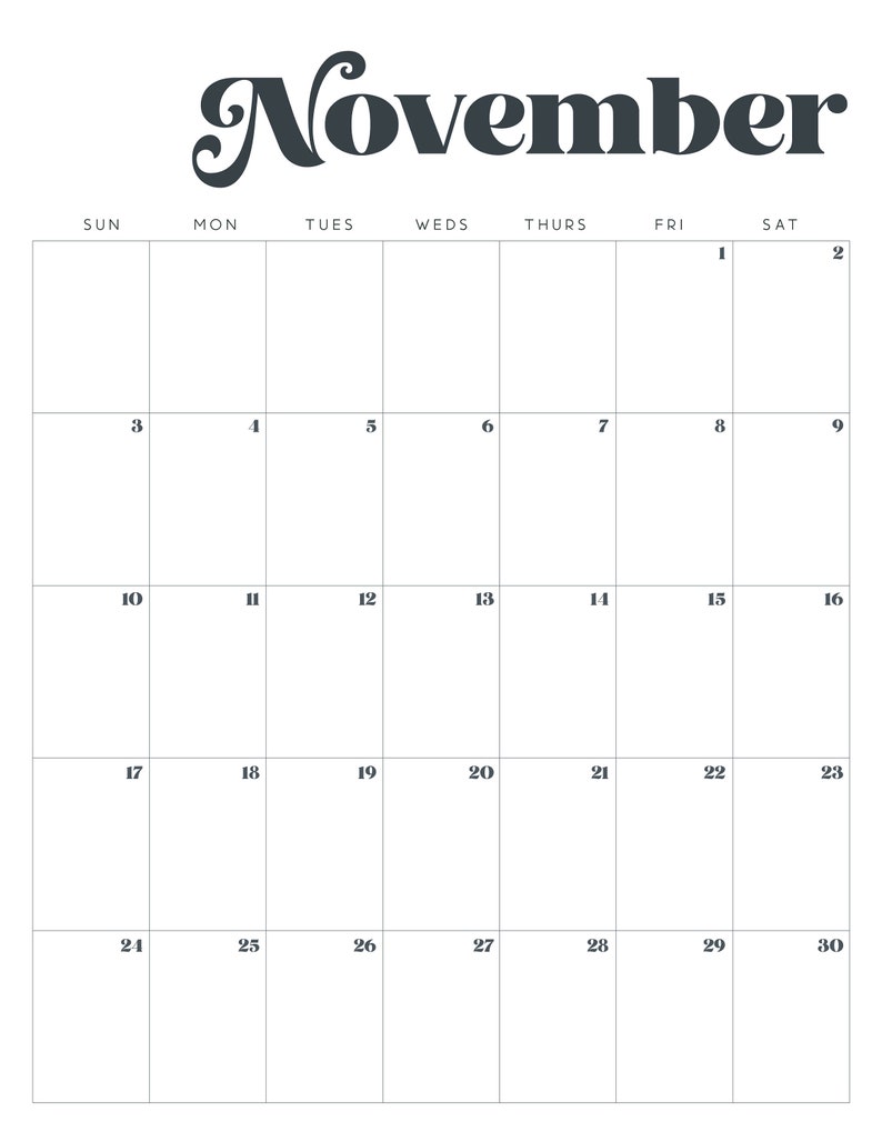 Retro 70's Calendar - Printable! - Etsy