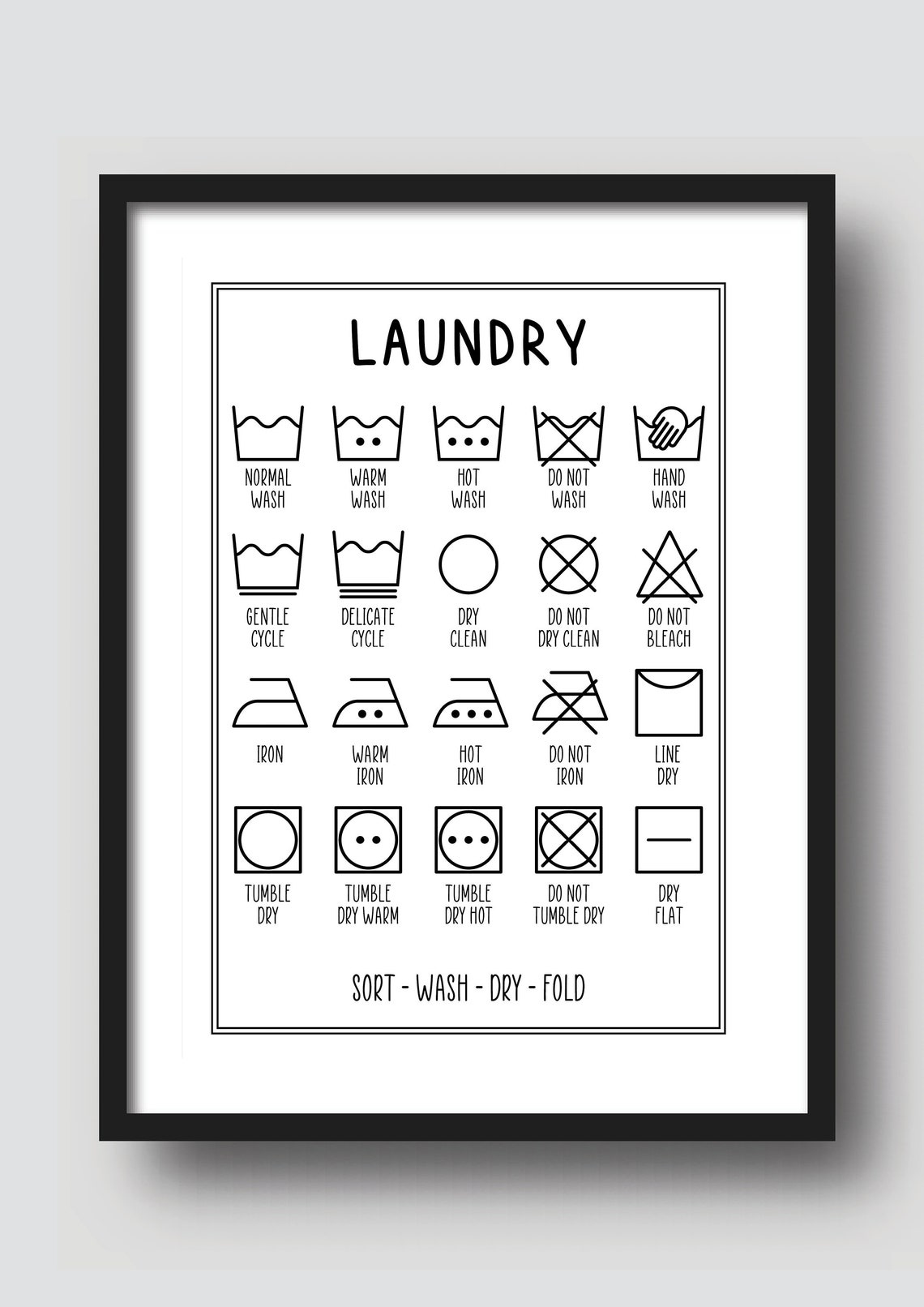 Printable Laundry Care Guide A4 Print off at Home Instant Download ...