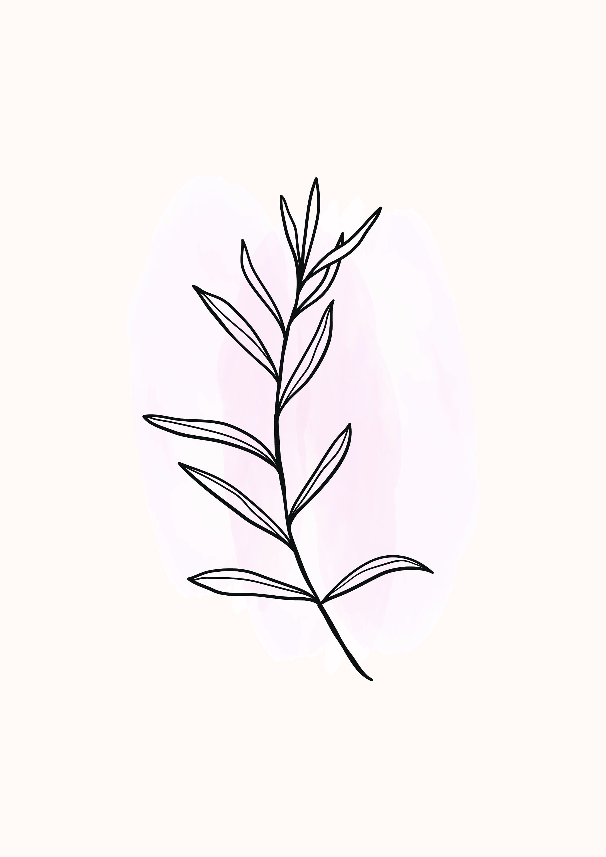 Printable Minimal Botanical Hand Drawing #1 - Digital Print at Home A4 ...