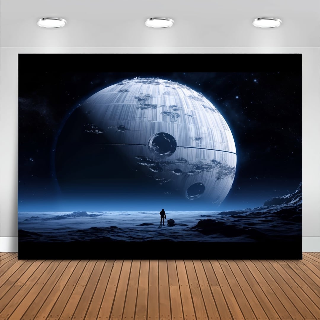 1pc Blue Death Star Photography Backdrop Galactic Superweapon Star Wars ...