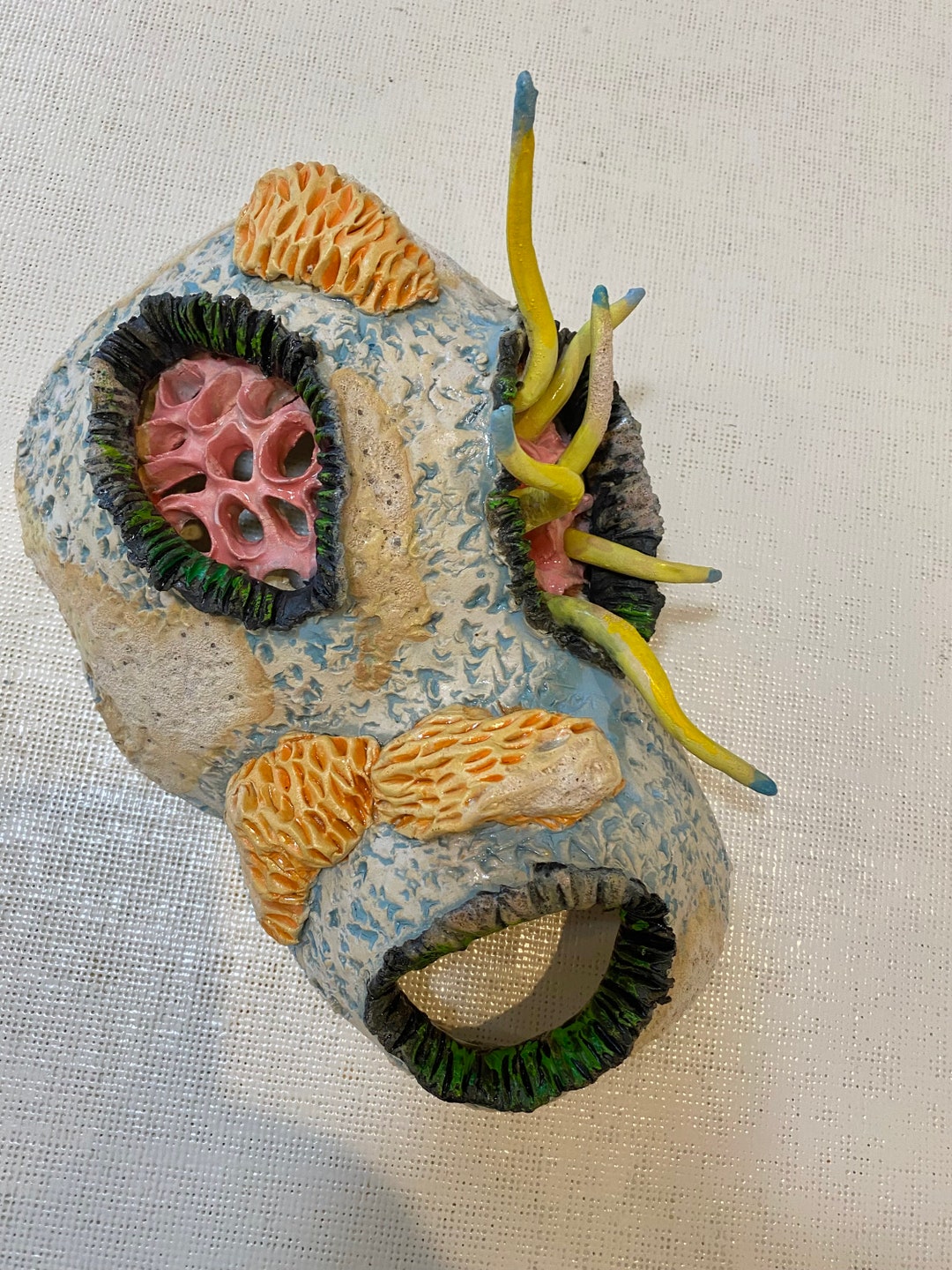 Vivid Coral Clay Sculpture, Beach House Decor, Sea Life Ceramics ...