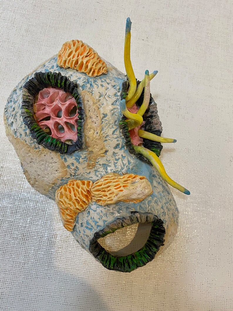 Vivid Coral Clay Sculpture, Beach House Decor, Sea Life Ceramics ...