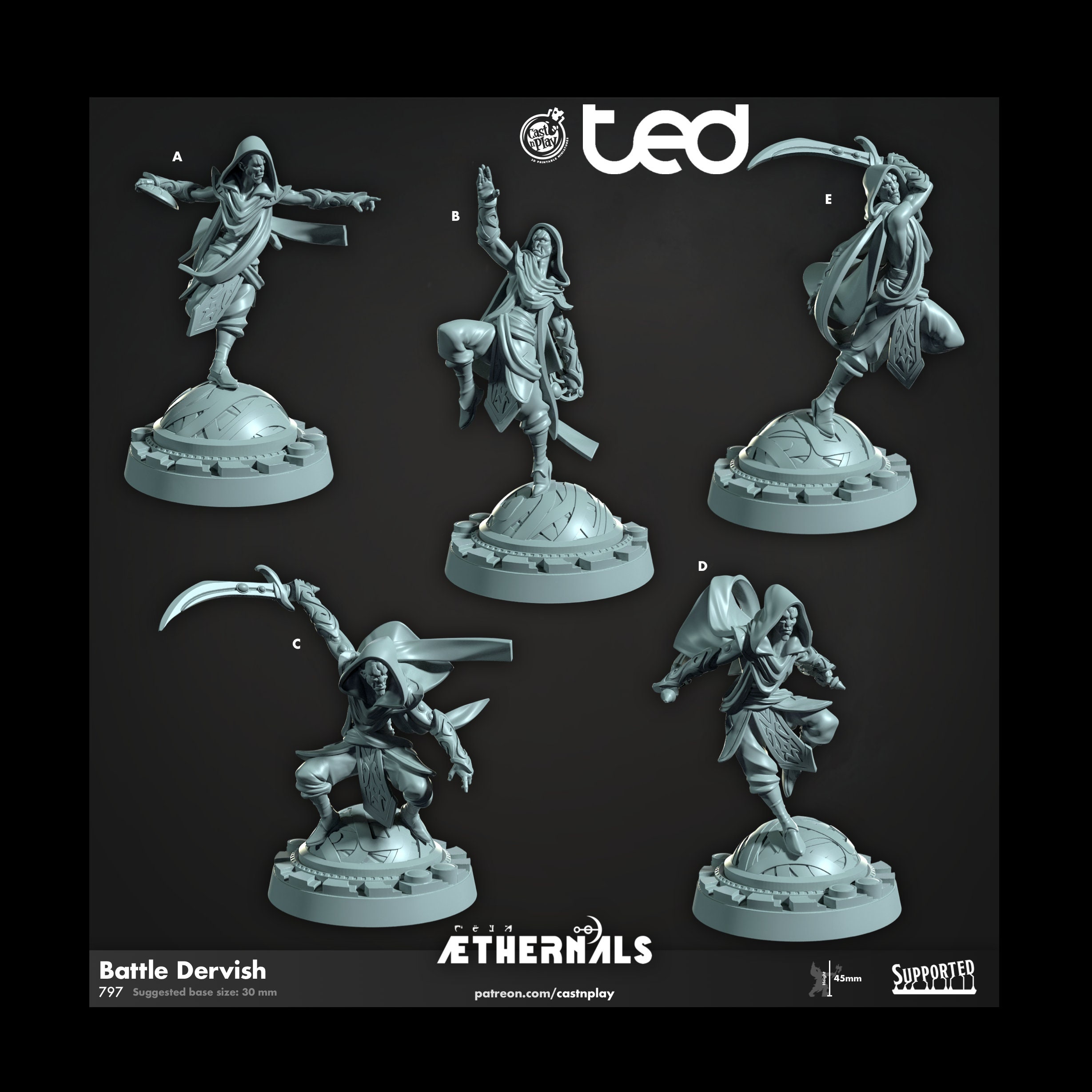 Aethernals Battle Dervish Cast N Play Resin 3D Print 3D Miniature - Etsy