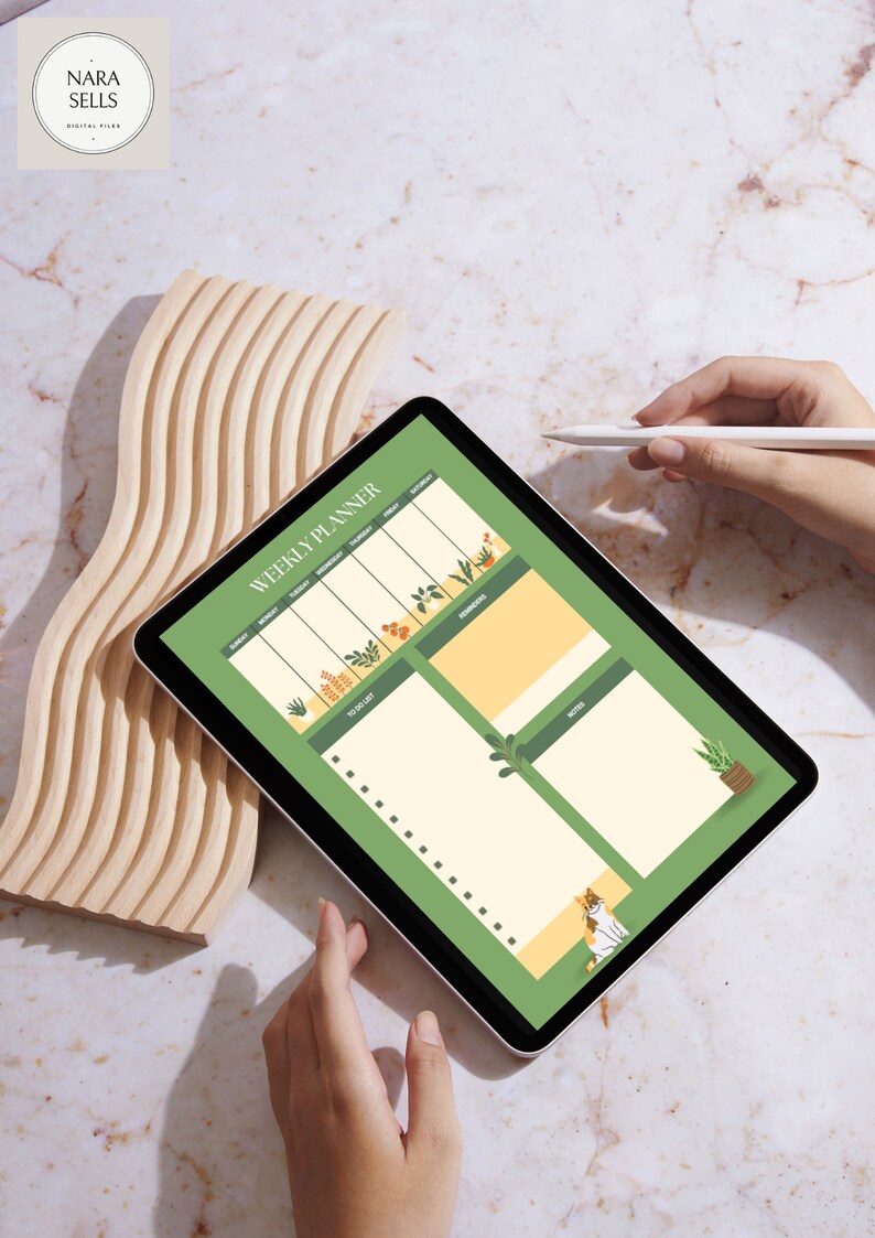 Green Illustrated Plant Weekly Planner - Etsy