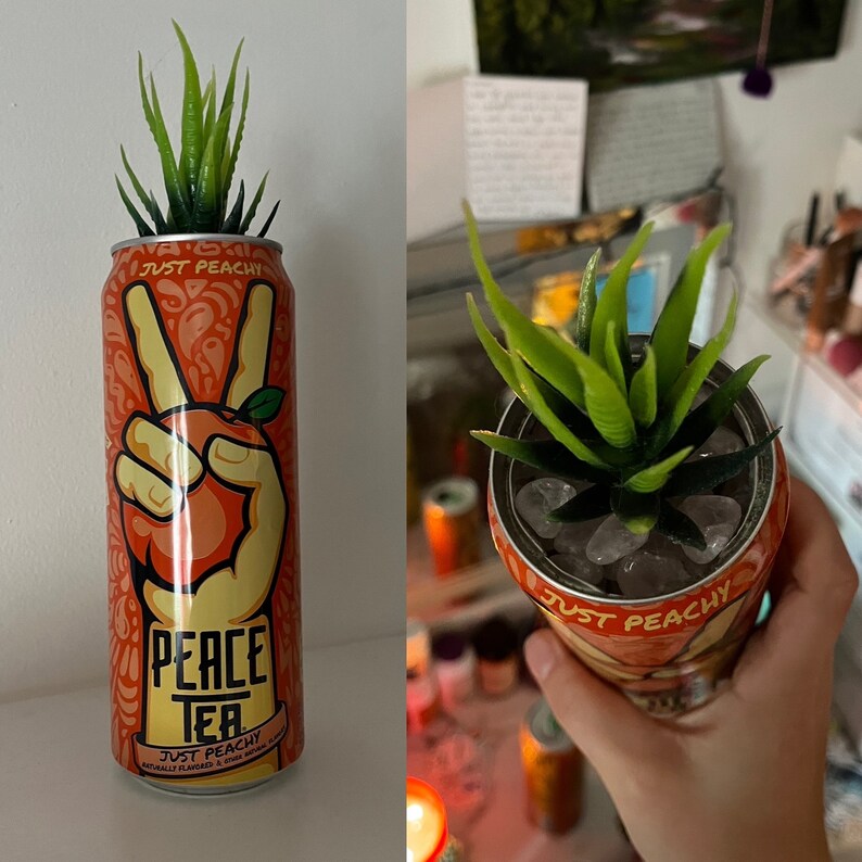 Handmade Peace Tea Cans With Faux Plants - Etsy