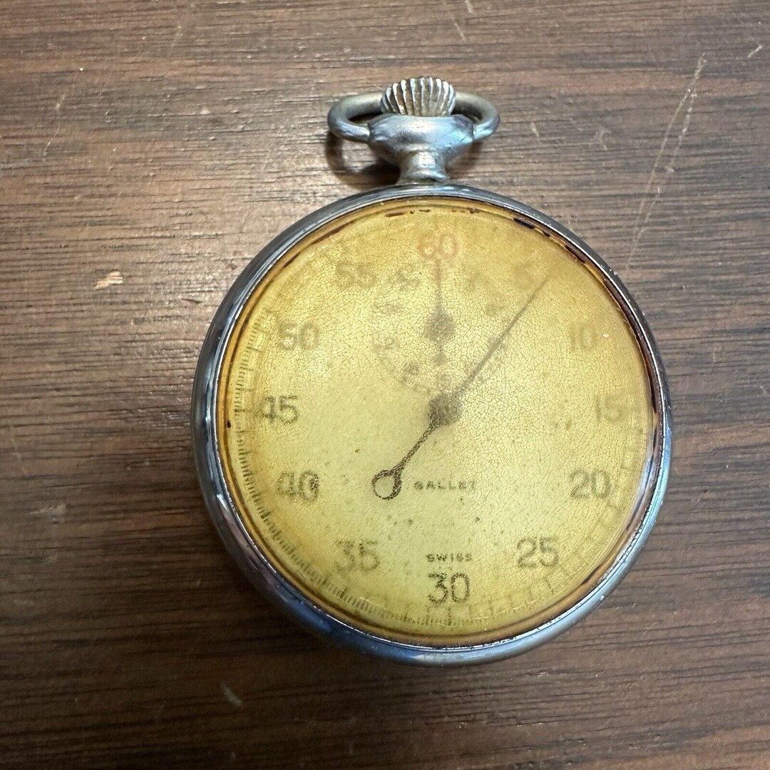 Vintage Swiss Gallet Pocket Stopwatch 60 Second Tested/works Silver ...