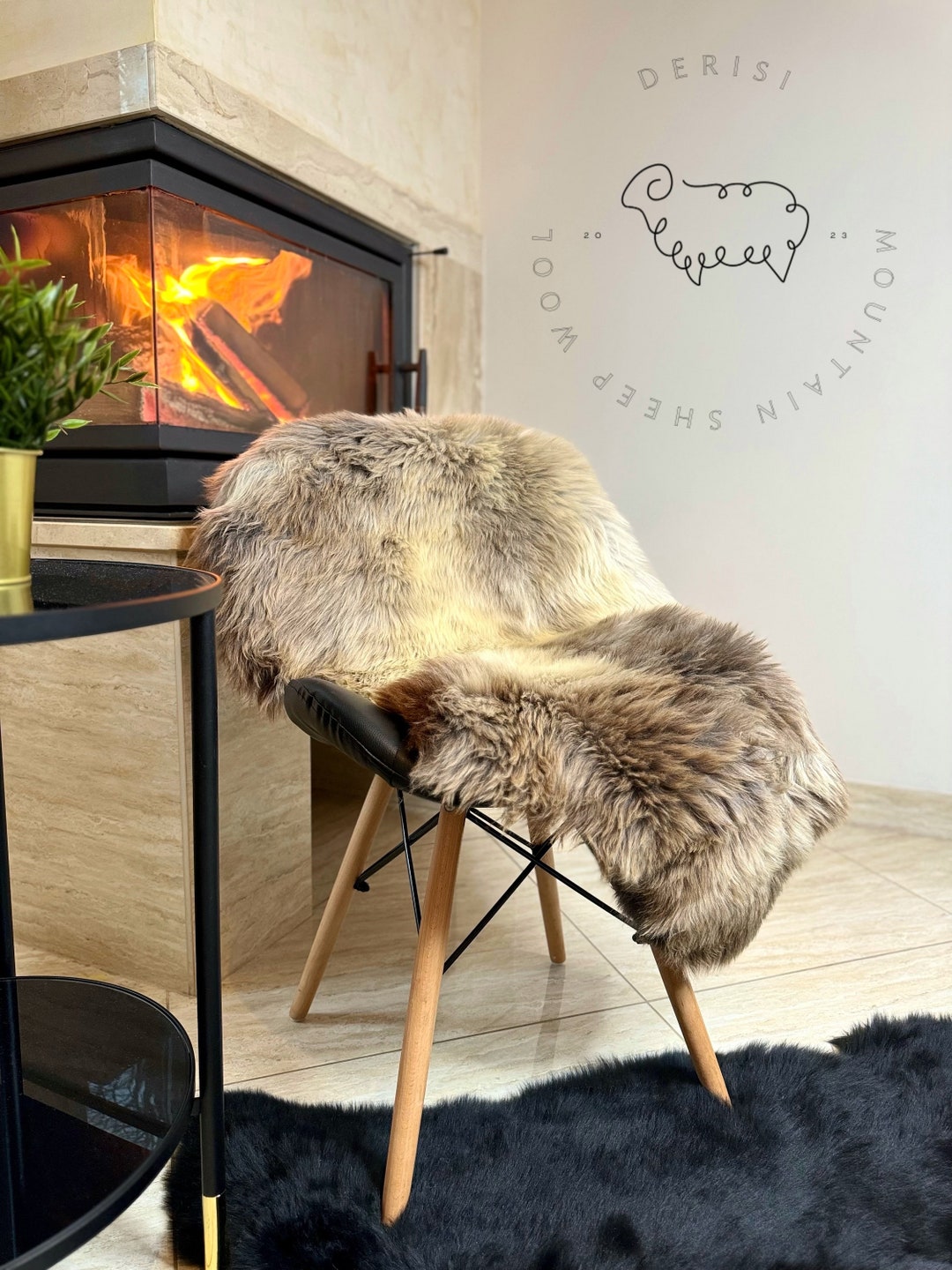 Luxury Natural Beige Sheepskin Rug, Super Soft Fluffy, Genuine Leather ...