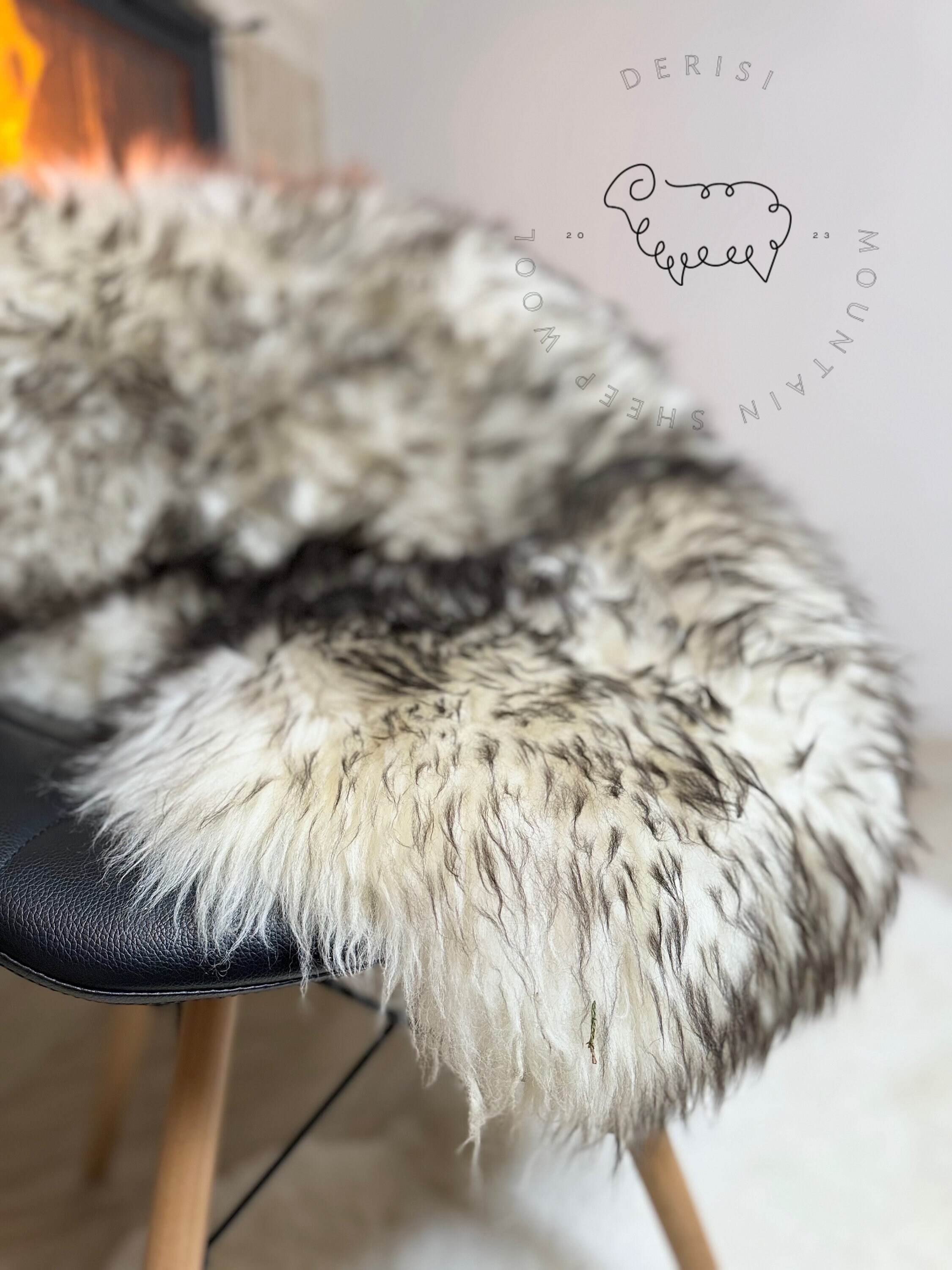 Luxury Genuine Sheepskin Rug, Black, Moulfon, Shearling Leather Carpet ...