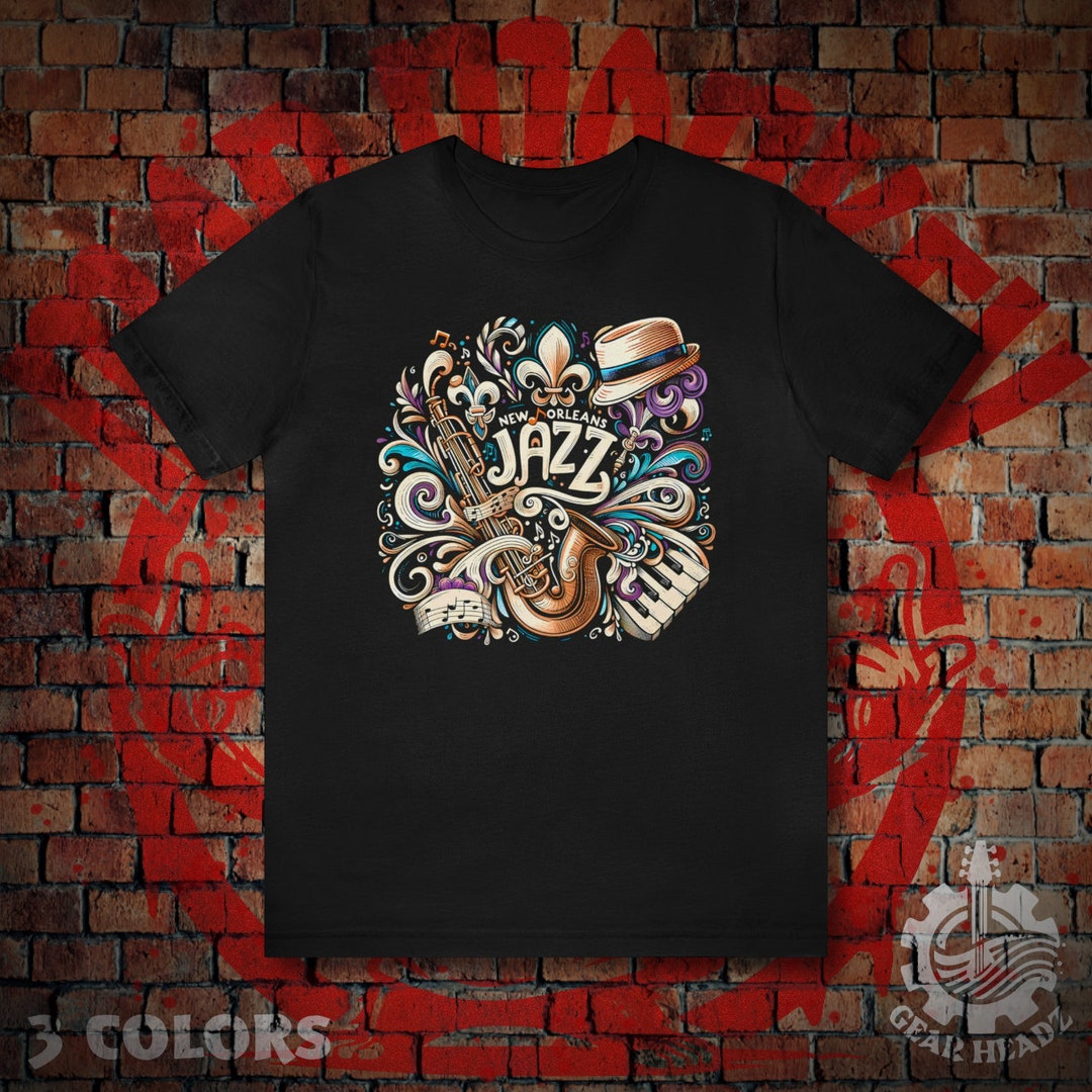Vibrant New Orleans Jazz Graphic Tee, Colorful NOLA Jazz-fest T-shirt, Dynamic French Quarter ...