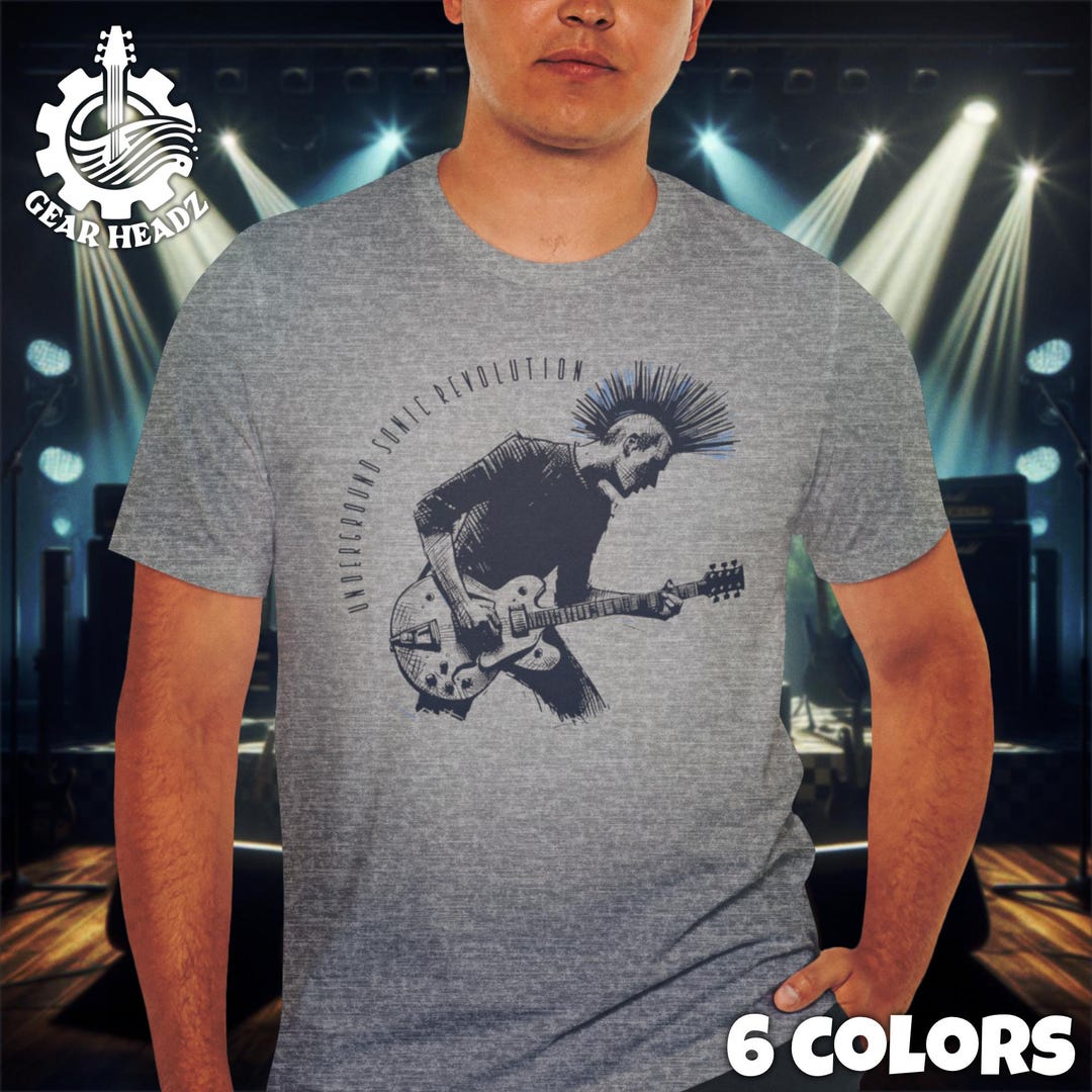 Underground Punk Rock T-shirt | Mohawk Guitarist Graphic Tee | Sonic ...
