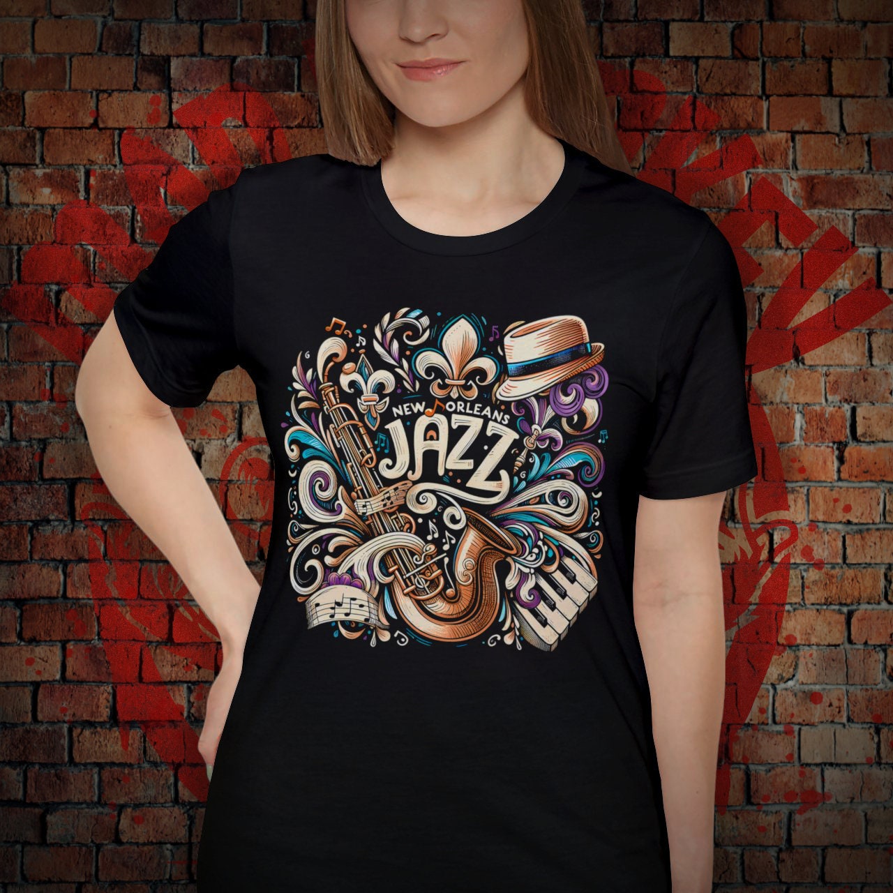 Vibrant New Orleans Jazz Graphic Tee, Colorful NOLA Jazz-fest T-shirt ...