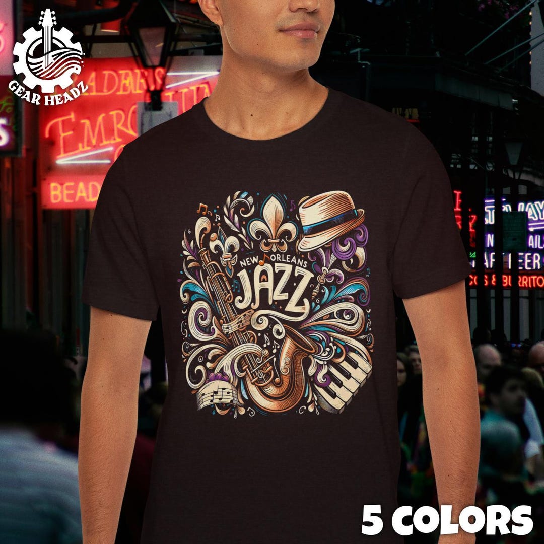 Vibrant New Orleans Jazz Graphic Tee, Colorful NOLA Jazz-fest T-shirt ...