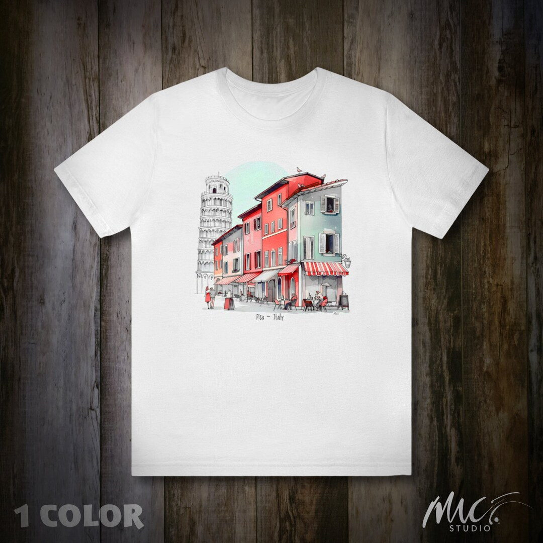 Pisa Italy Café T-shirt | Travel Watercolor Graphic Tee | Italian ...