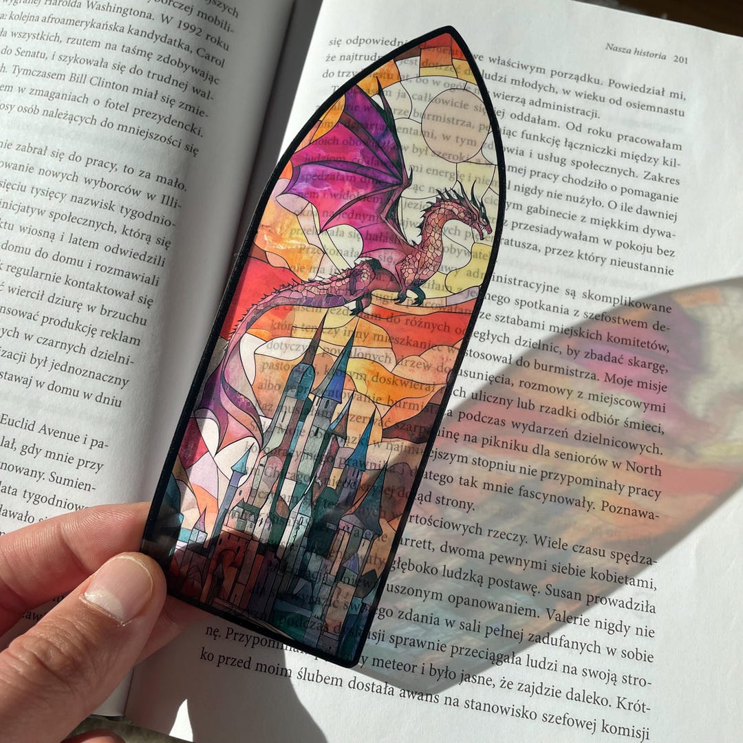Dragon Stained Glass Bookmark | Transparent Bookmark | Clear Unique ...