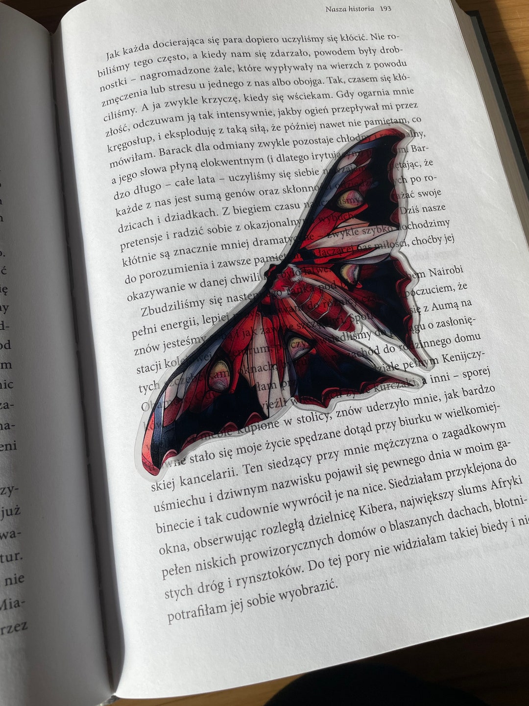 Red Luna Moth Clear Bookmark | Transparent Bookmark | Gothic Bookmark ...