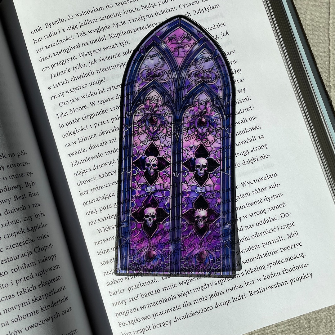 Skull Bookmark | Purple Transparent Bookmark | Clear Gothic Bookmark ...