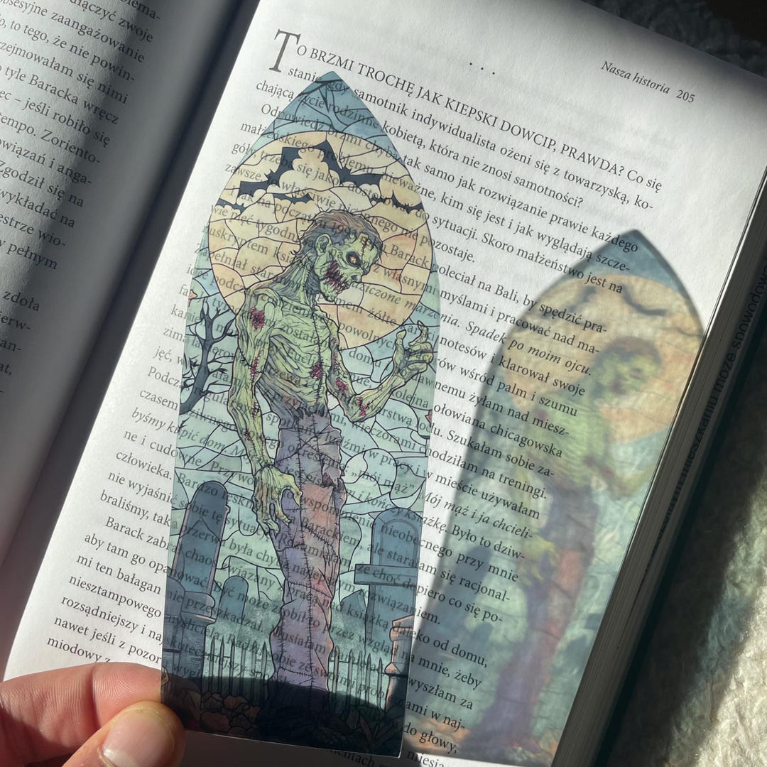 Zombie and Graveyard Stained Glass Bookmark | Transparent Bookmark ...