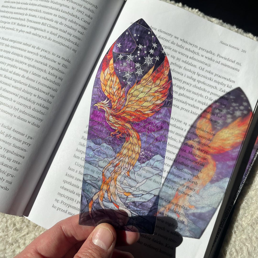 Fire Phoenix Stained Glass Bookmark | Transparent Bookmark | Clear ...