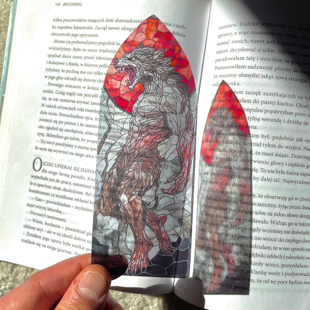 Werewolf Stained Glass Bookmark | Transparent Bookmark | Gothic Horror ...