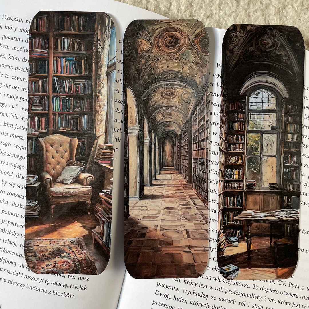 Library Bookmark | Moody Bookmark | Vintage Oil Painting Bookmark ...