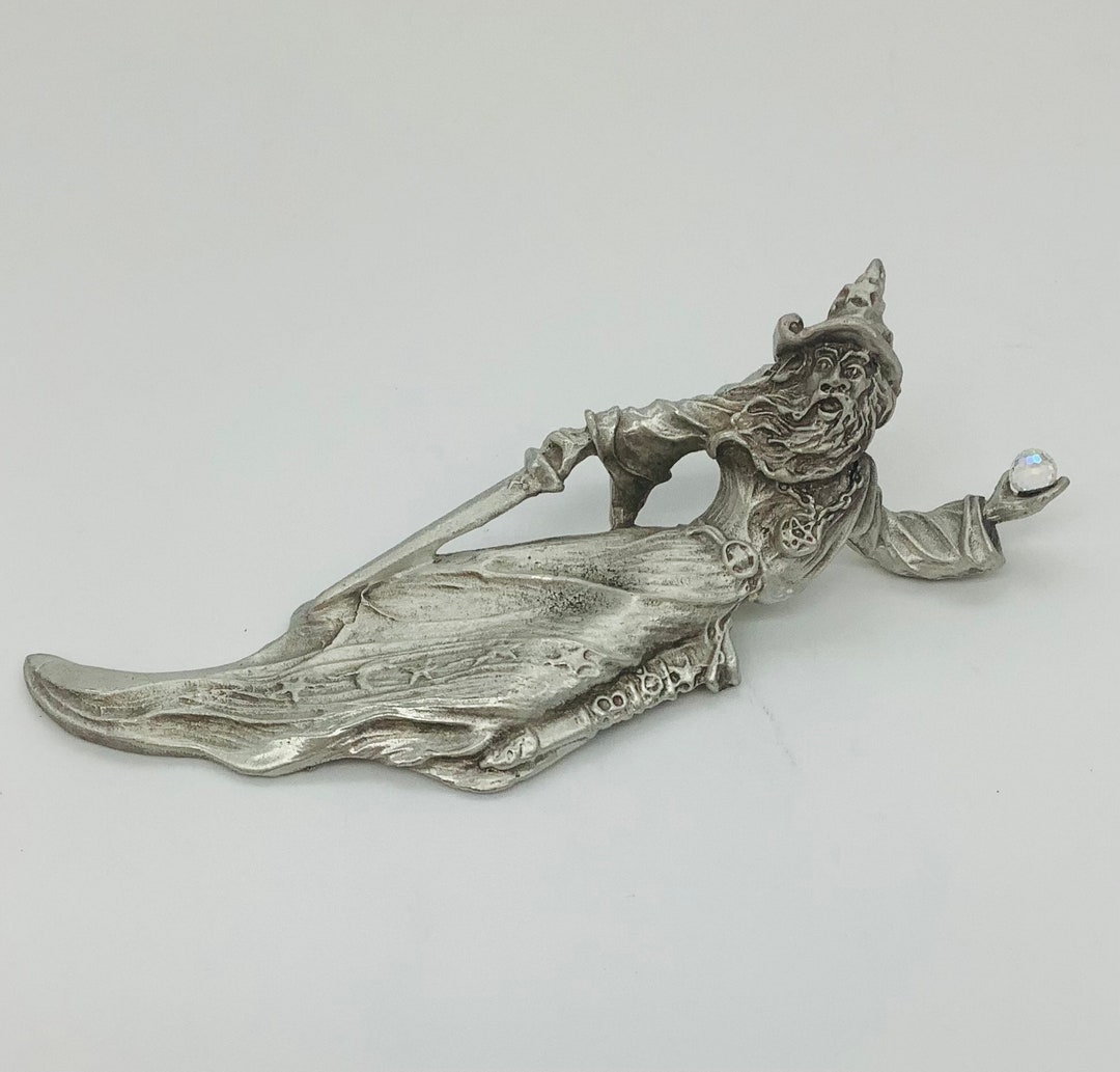 Pewter Merlin Figurine, Pewter Wizard - Etsy