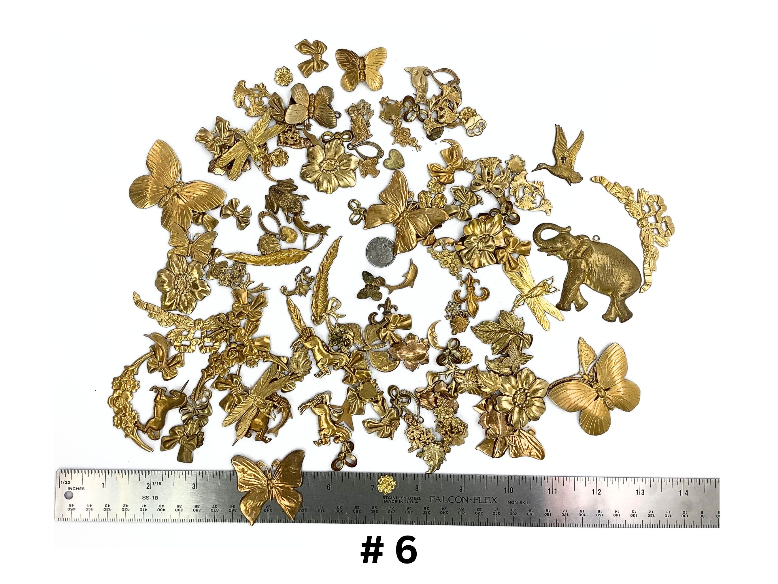 Brass Findings, 1/2 Pound Vintage Stamped Findings - Etsy