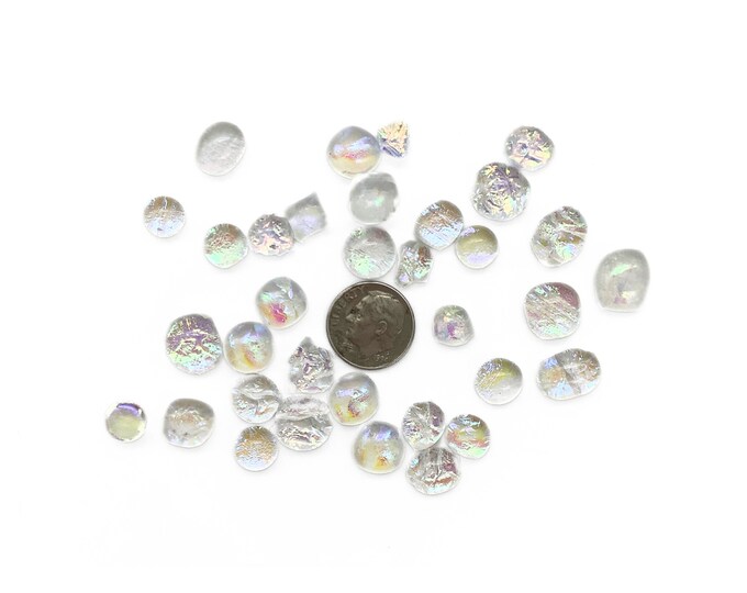 96 COE Dichroic Small Glass Globs, Transparent Dichroic Irregular Glass ...