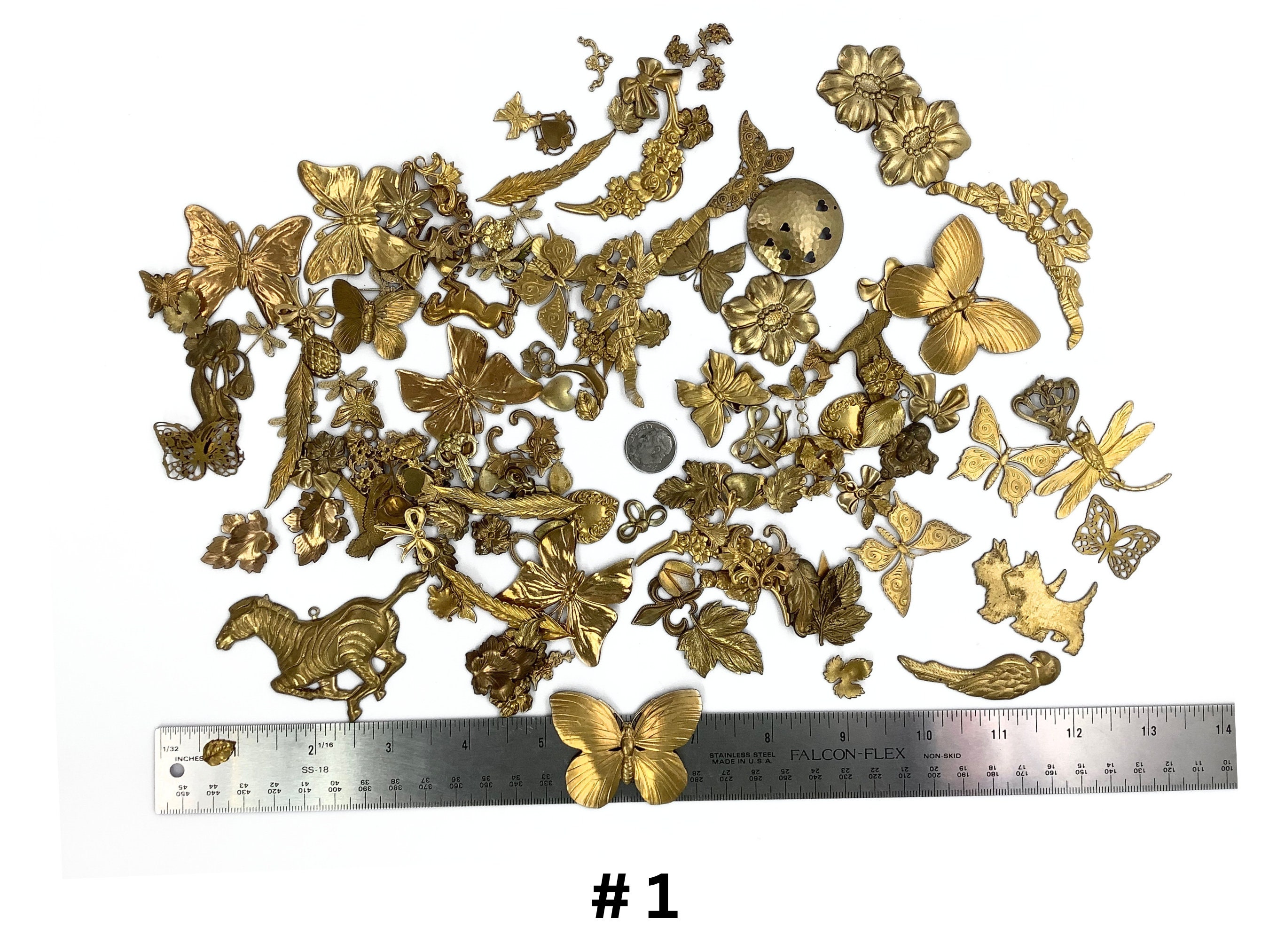 Brass Findings, 1/2 Pound Vintage Stamped Findings - Etsy